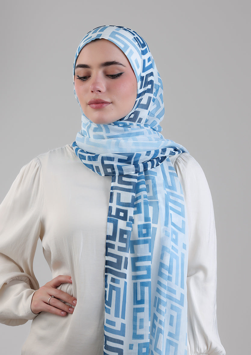 Monogram Beige printed Chiffon Instant Bokitta Hijab – BOKITTA