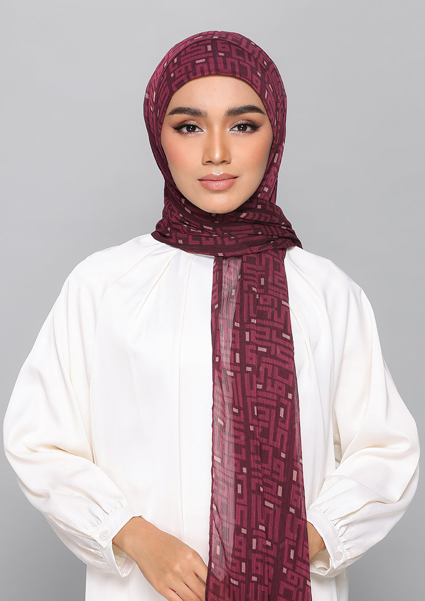 Monogram Maroon Printed Instant Bokitta Hijab – BOKITTA