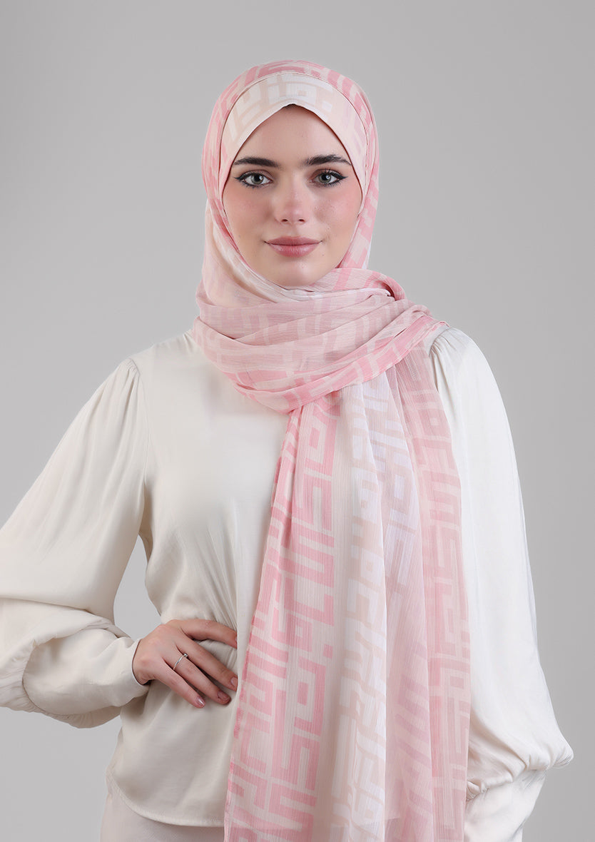 Monogram Beige printed Chiffon Instant Bokitta Hijab – BOKITTA