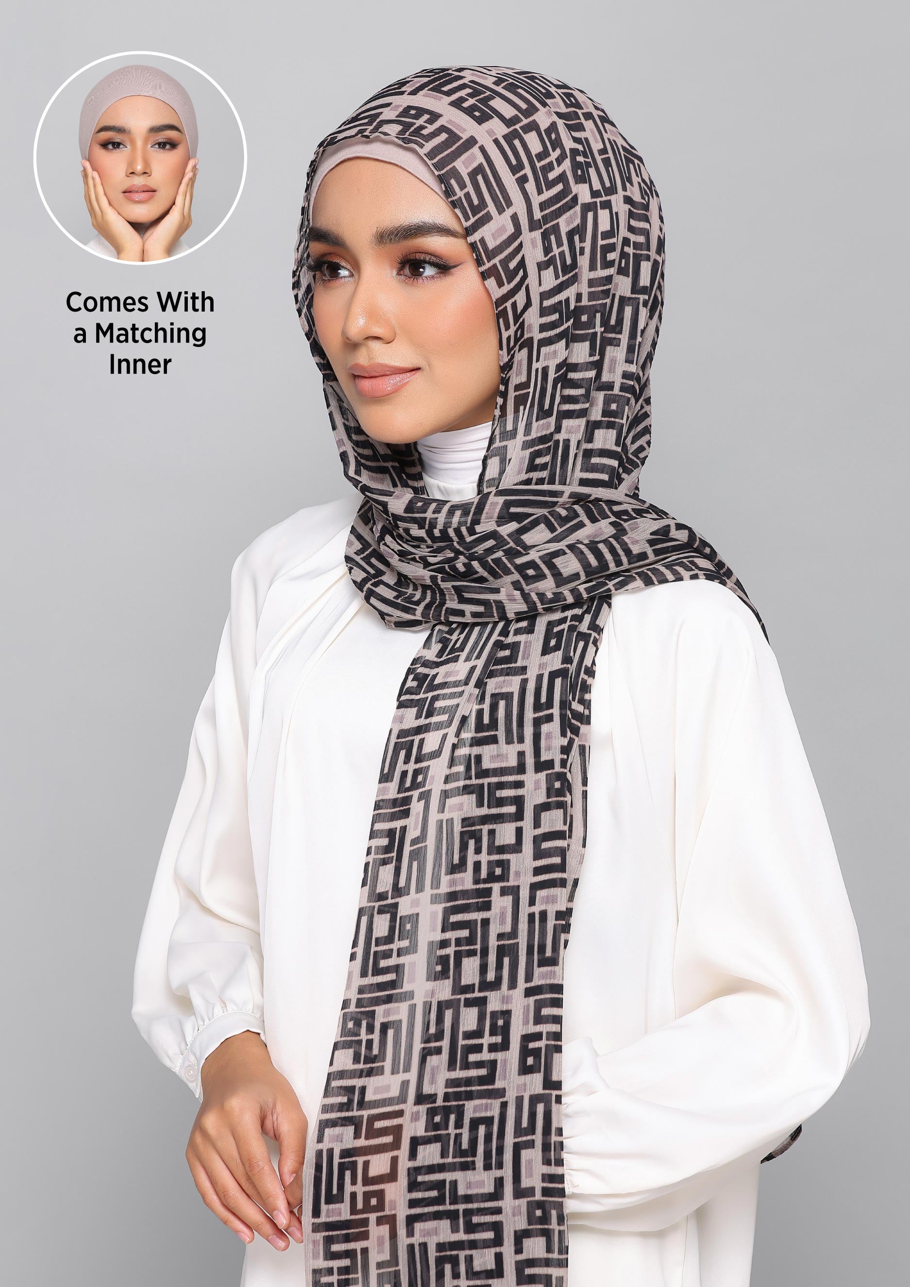 Monogram Gold Classic Shawl Printed Bokitta Hijab – BOKITTA