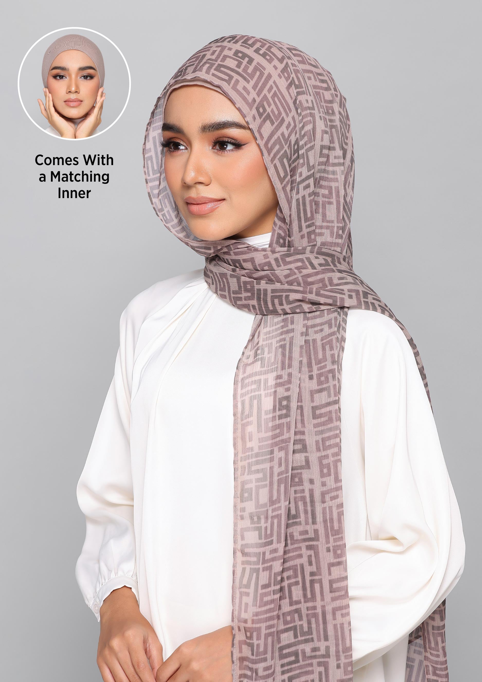 Monogram Taupe Classic Shawl Printed Bokitta Hijab – BOKITTA